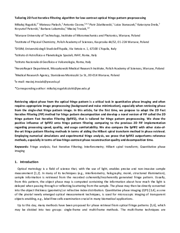 (PDF) Tailoring 2D fast iterative filtering algorithm for low-contrast optical fringe pattern ...