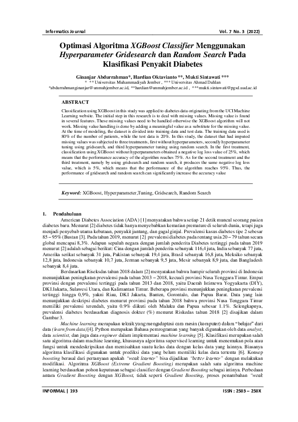 (PDF) Optimasi Algoritma XGBoost Classifier Menggunakan Hyperparameter ...