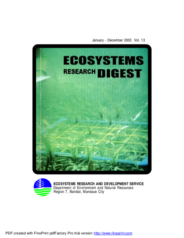 (PDF) Ecosystems Research Digest