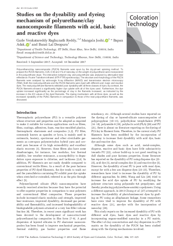 (PDF) Studies on the dyeability and dyeing mechanism of polyurethane ...