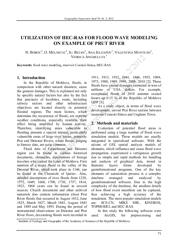 (PDF) Utilization of Hec-Ras for Flood Wave Modeling on Example of Prut ...