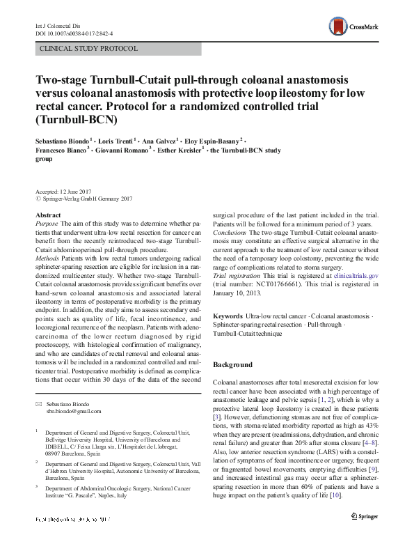 (PDF) Two-stage Turnbull-Cutait pull-through coloanal anastomosis ...