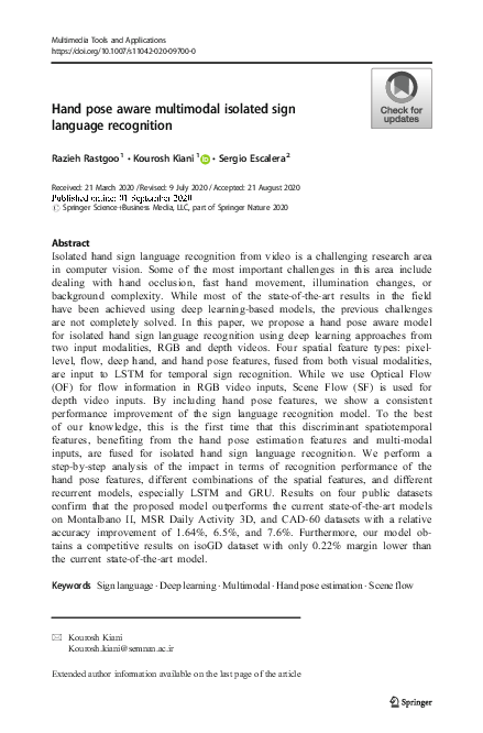 (PDF) Hand pose aware multimodal isolated sign language recognition