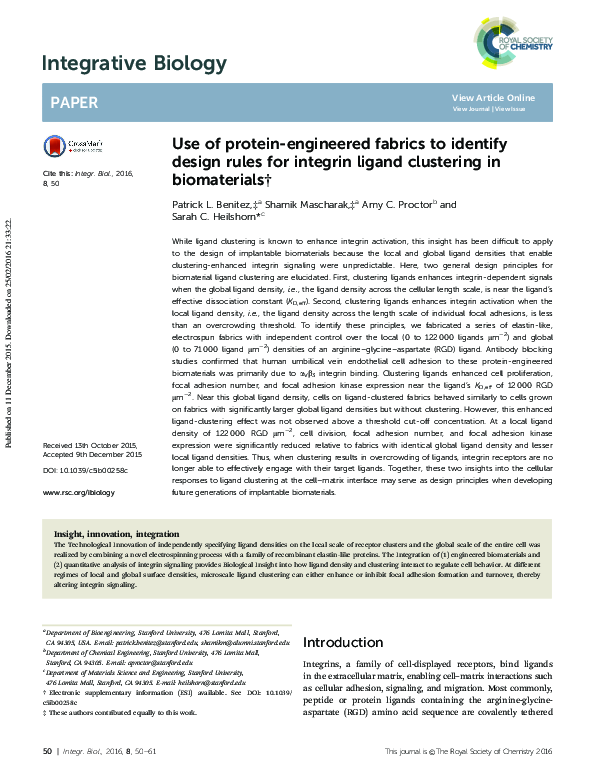 (PDF) Use of protein-engineered fabrics to identify design rules for ...