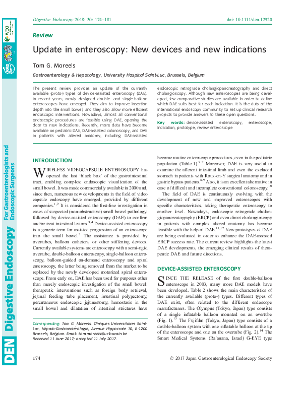 (PDF) Update in enteroscopy: New devices and new indications