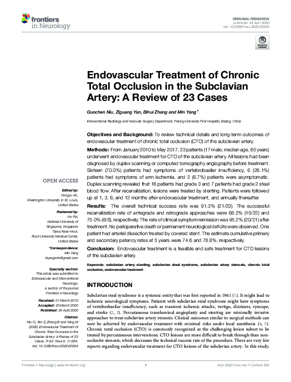 (PDF) Endovascular Treatment of Chronic Total Occlusions of the Iliac Arteries: Early and ...