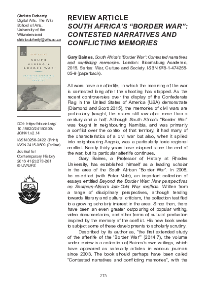 (PDF) Review Article South Africa’s “Border War”: Contested Narratives ...
