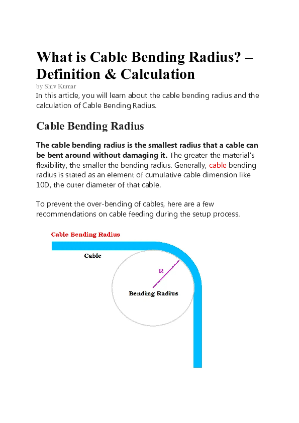 (DOC) What is Cable Bending Radius? -Definition & Calculation