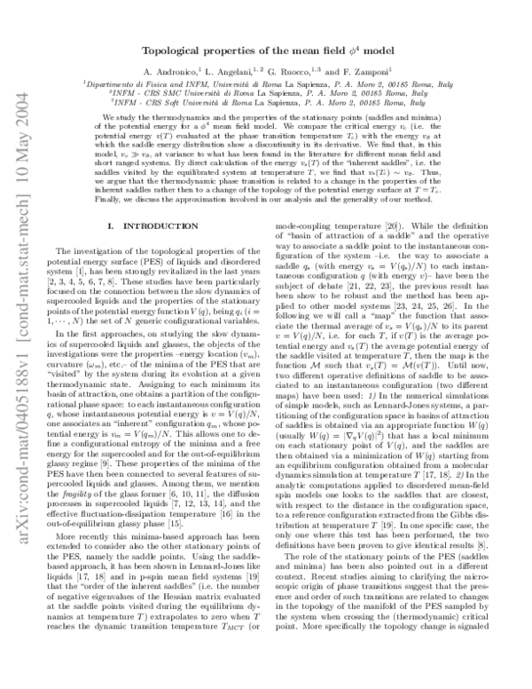 (PDF) Topological properties of the mean-fieldϕ4model