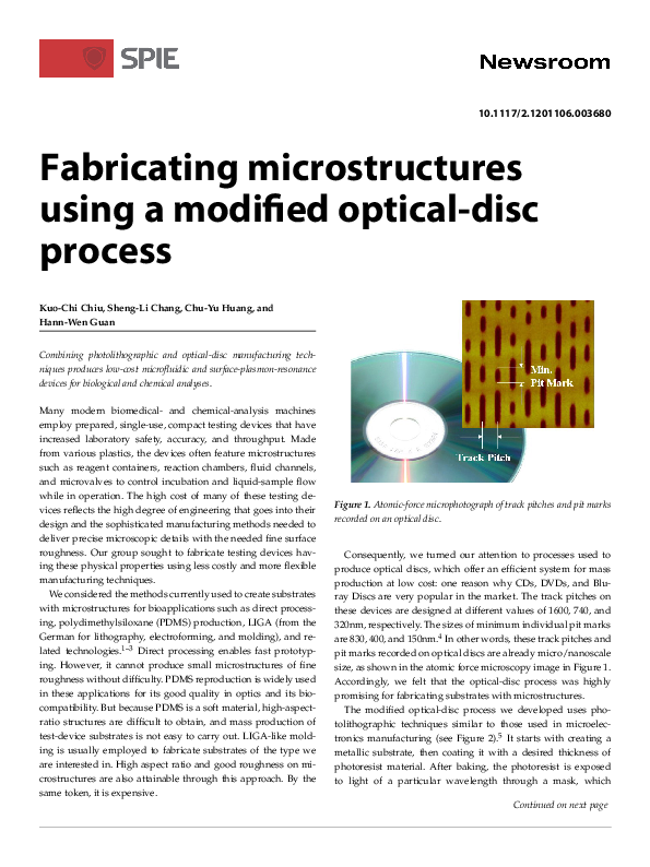 (PDF) Fabricating microstructures using a modified optical-disc process ...