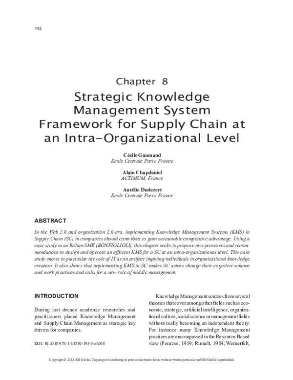 (PDF) Strategic Knowledge Management System Framework for Supply Chain at an Intra ...