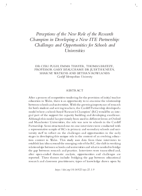 (PDF) Perceptions of the New Role of the Research Champion in ...