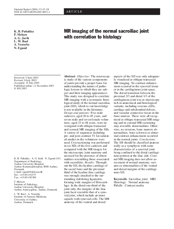 (PDF) MR imaging of the normal sacroiliac joint with correlation to ...