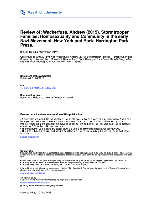 (PDF) Review of: Wackerfuss, Andrew (2015). Stormtrooper Families ...