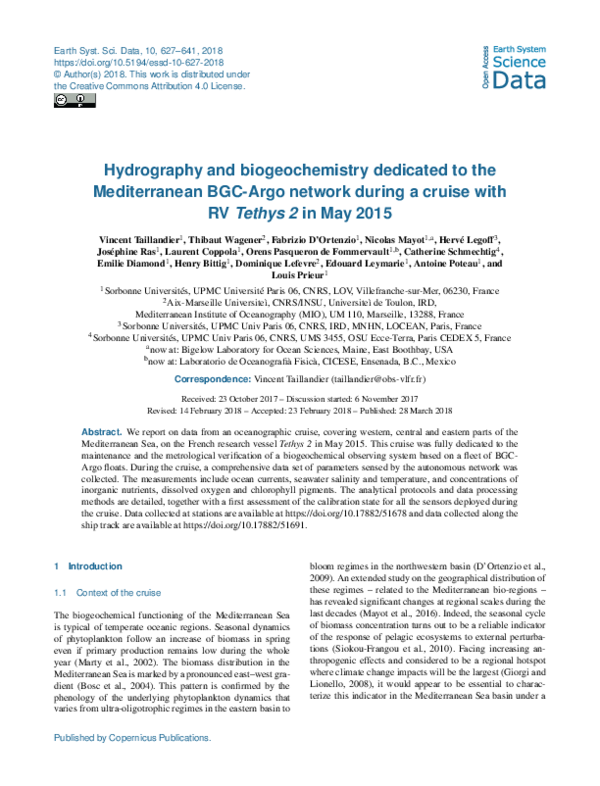(PDF) Hydrography and biogeochemistry dedicated to the Mediterranean ...