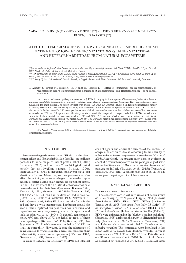 (PDF) Effect of Temperature on the Pathogenicity of Mediterranean Native Entomopathogenic ...