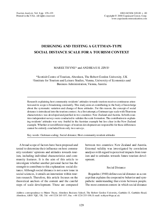 (PDF) Designing and Testing a Guttman-Type Social Distance Scale for a ...