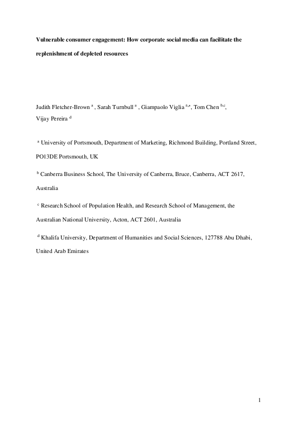 (PDF) Vulnerable consumer engagement: How corporate social media can ...