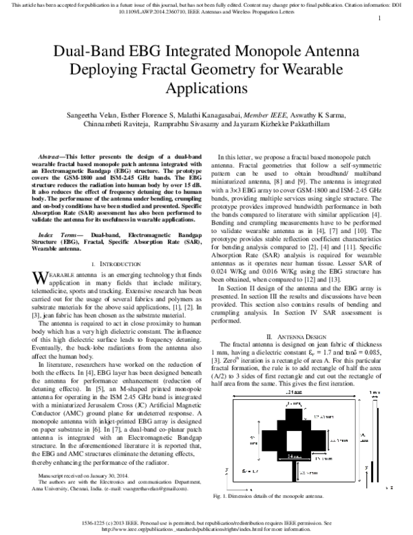 (PDF) Dual-Band EBG Integrated Monopole Antenna Deploying Fractal ...