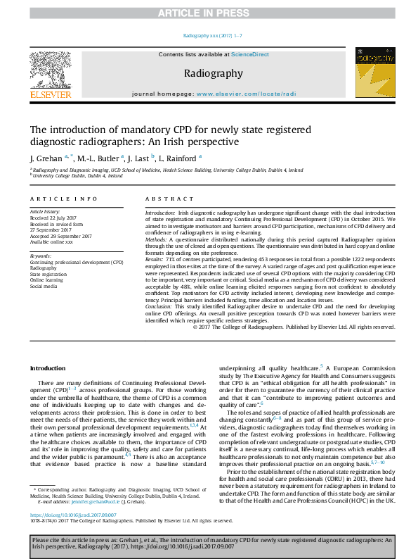 (PDF) The introduction of mandatory CPD for newly state registered ...