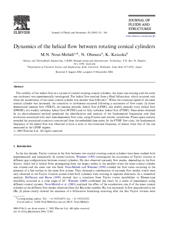 (PDF) Dynamics of the helical flow between rotating conical cylinders