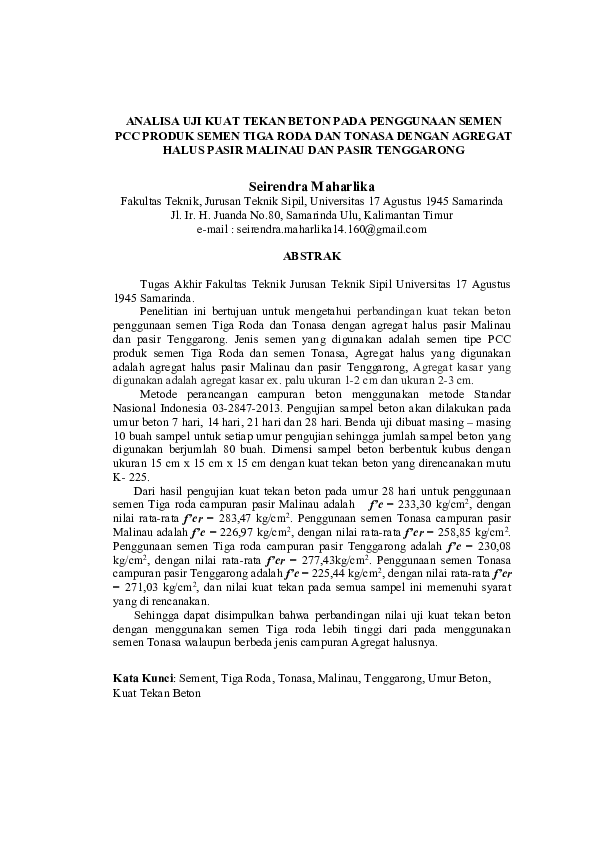 (PDF) Analisa Uji Kuat Tekan Beton Pada Penggunaan Semen PCC Produk ...