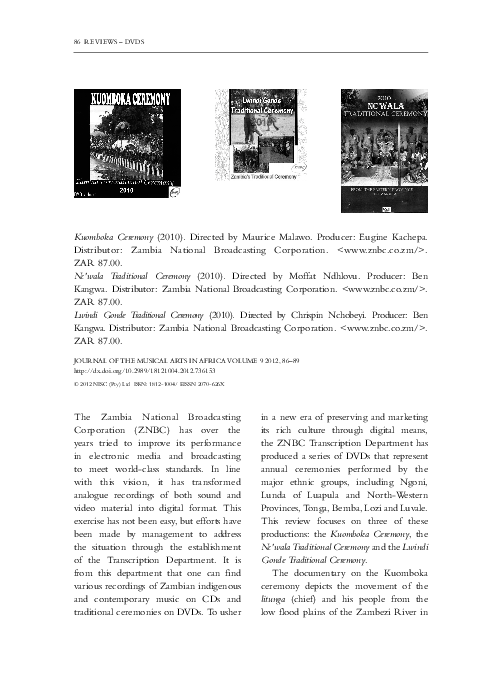 (PDF) Kuomboka Ceremony, Nc'wala Traditional Ceremony, Lwindi Gonde ...