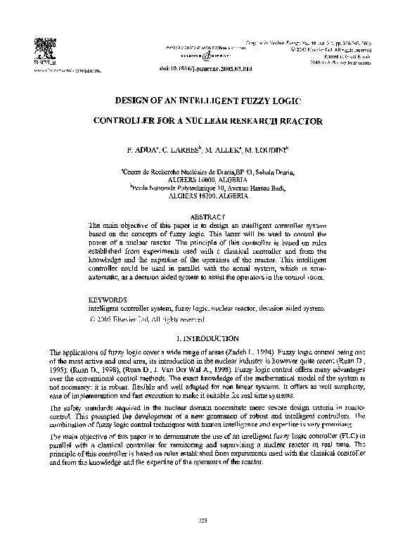 Pdf Design Of An Intelligent Fuzzy Logic Controller For A Nuclear Research Reactor Cherif 6789