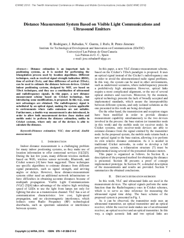 (PDF) Distance Measurement System Based on Visible Light Communications ...