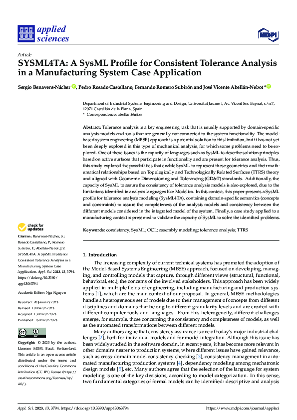 (PDF) SYSML4TA: A SysML Profile for Consistent Tolerance Analysis in a ...
