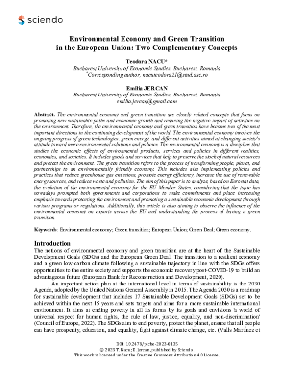 (PDF) Environmental Economy and Green Transition in the European Union ...