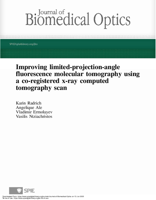 (PDF) Improving limited-projection-angle fluorescence molecular tomography using a co-registered ...