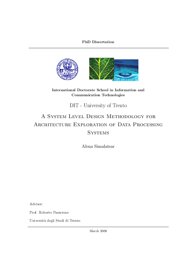 Pdf A System Level Design Methodology For Architecture Exploration Of Data Processing Systems