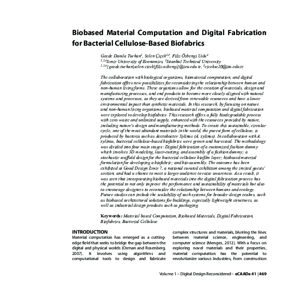 (PDF) Biobased Material Computation and Digital Fabrication for ...