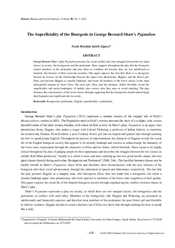 (PDF) The Superficiality of the Bourgeois in George Bernard Shaw's ...