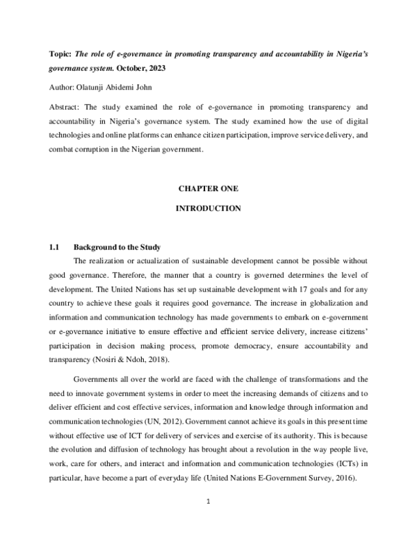 (PDF) The role of e-governance in promoting transparency and ...