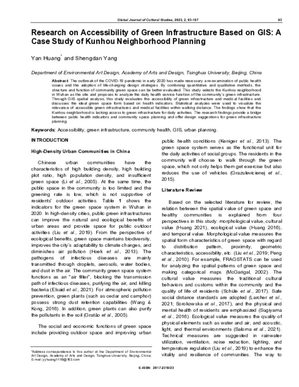 (PDF) Research on Accessibility of Green Infrastructure Based on GIS: A Case Study of Kunhou ...