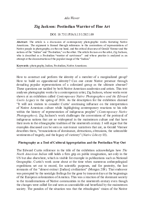 (PDF) Zig Jackson: Postindian Warrior of Fine Art