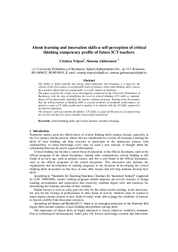 (PDF) About learning and innovation skills-a self-perception of ...