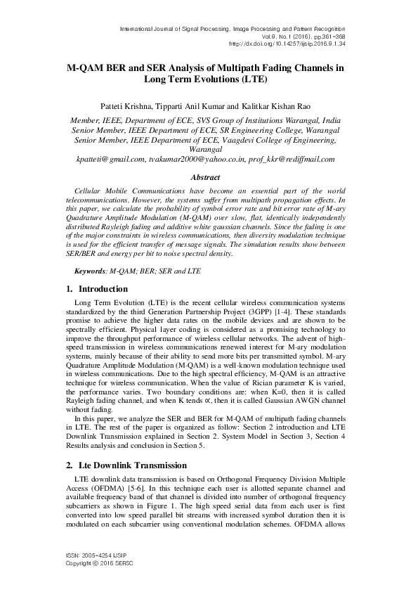 (PDF) M-QAM BER and SER Analysis of Multipath Fading Channels in Long ...