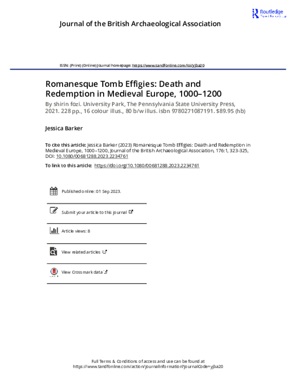 (PDF) Review of Fozi, Romanesque Tomb Effigies: Death and Redemption in ...