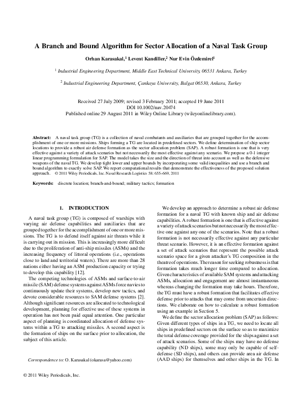 (PDF) A branch and bound algorithm for sector allocation of a naval task group