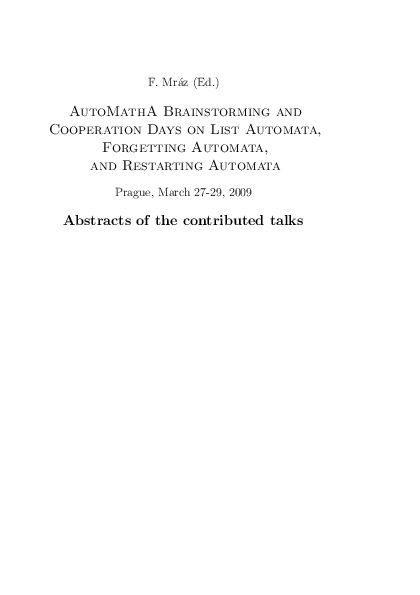 (PDF) AutoMathA Brainstorming and Cooperation Days on List Automata , Forgetting Automata , and ...