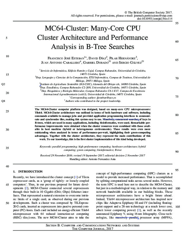 (PDF) MC64-Cluster: Many-Core CPU Cluster Architecture and Performance ...