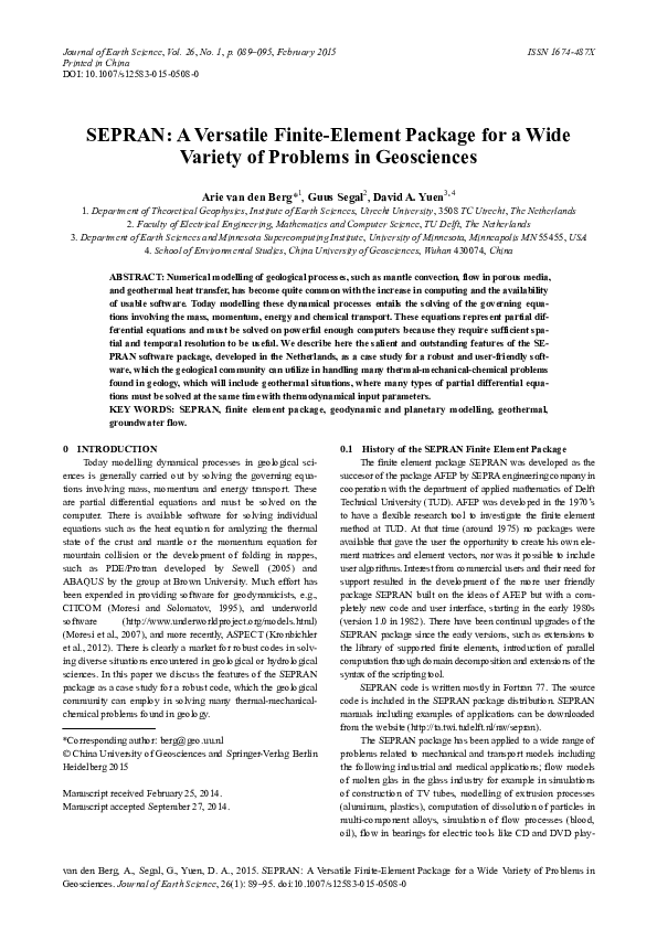 (PDF) SEPRAN: A versatile finite-element package for a wide variety of ...