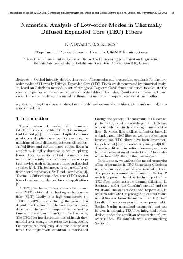 (PDF) Modal and coupling characteristics of low-order modes in ...