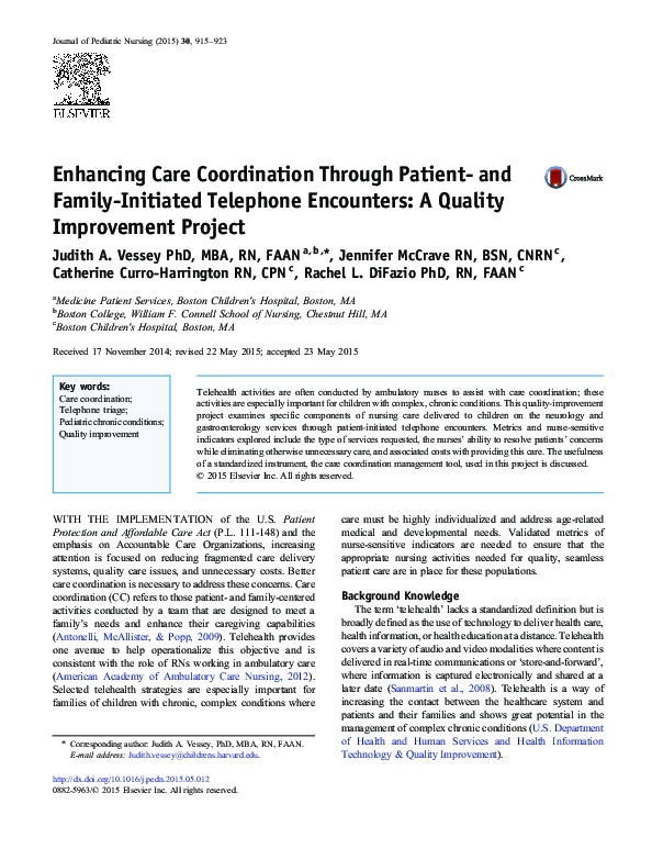 (PDF) Enhancing Care Coordination Through Patient- and Family-Initiated ...
