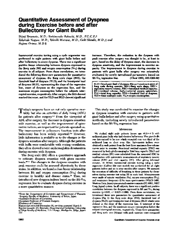 (PDF) Quantitative Assessment of Dyspnea during Exercise before and ...