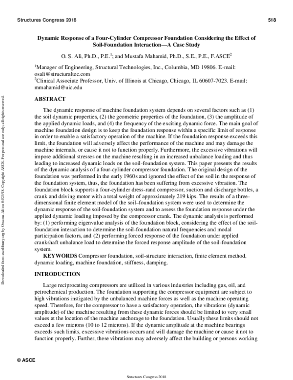 (PDF) Dynamic Response of a Four-Cylinder Compressor Foundation ...