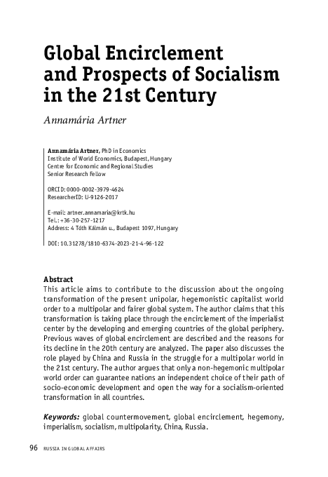 (PDF) Global Encirclement and Prospects of Socialism in the 21st Century